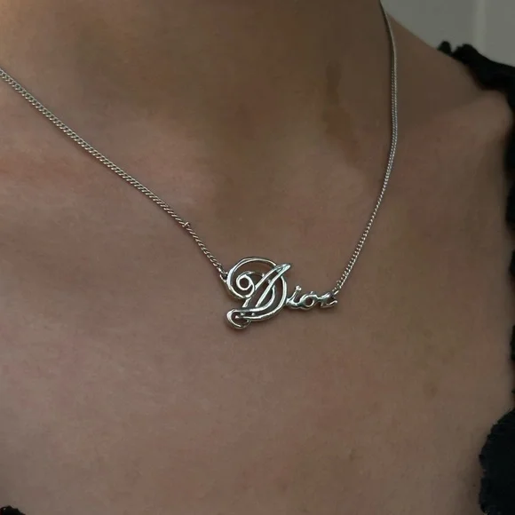 Christian Dior Vintage Dior Logo Charm Logo Necklace
